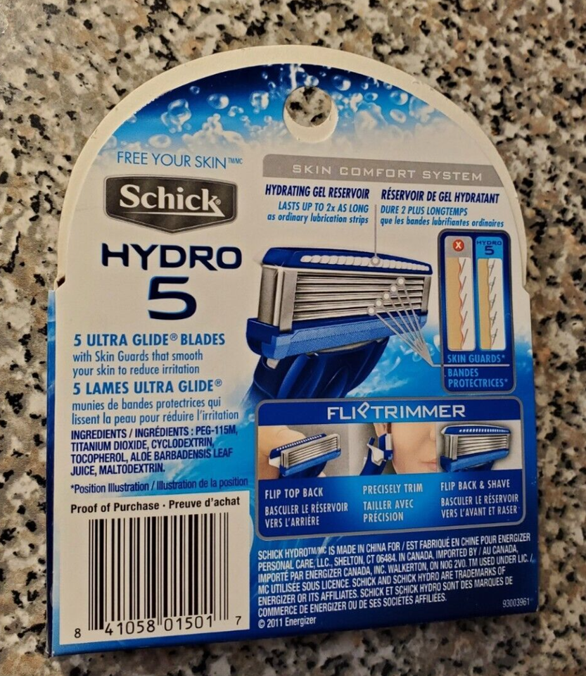 Schick Hydro Dry Skin 5 Blade Razor Refills for Men 4 Cartridges ...