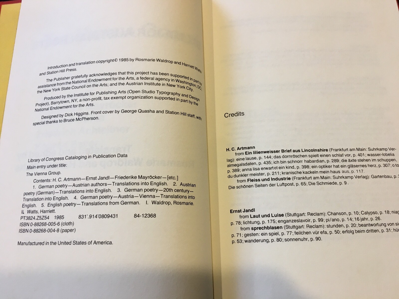 The Vienna Group : Six Major Austrian Poets (1985, Hardcover ...