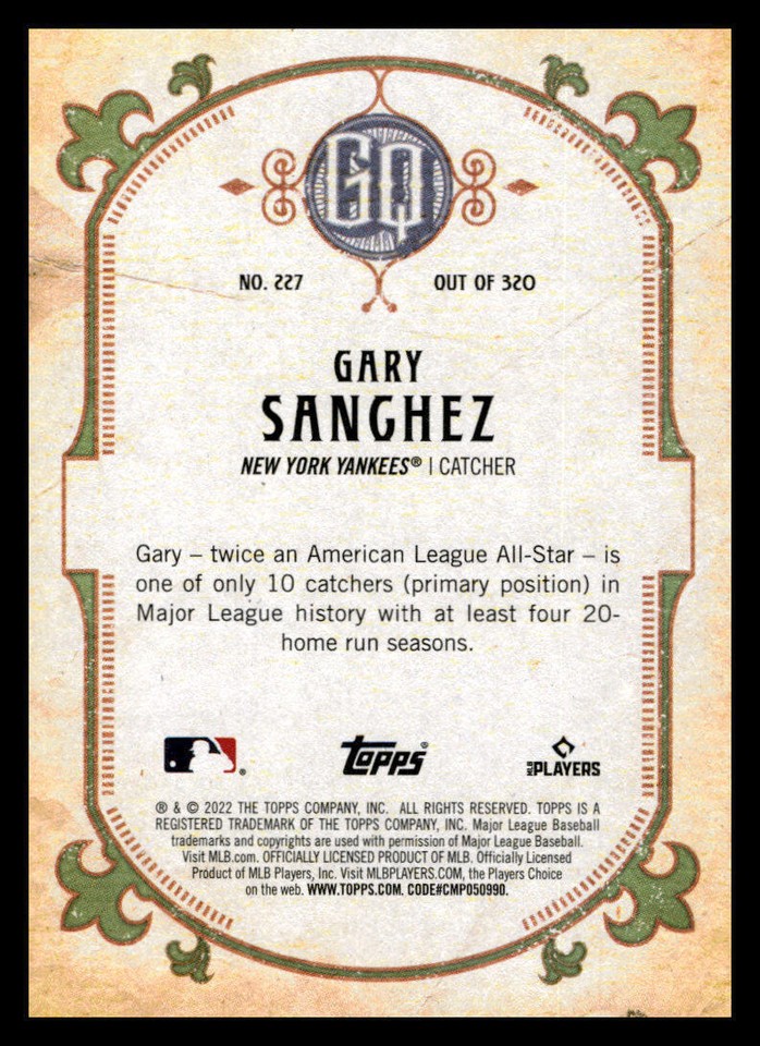 2022 Topps Gypsy Queen Gary Sanchez #227 New York Yankees | eBay