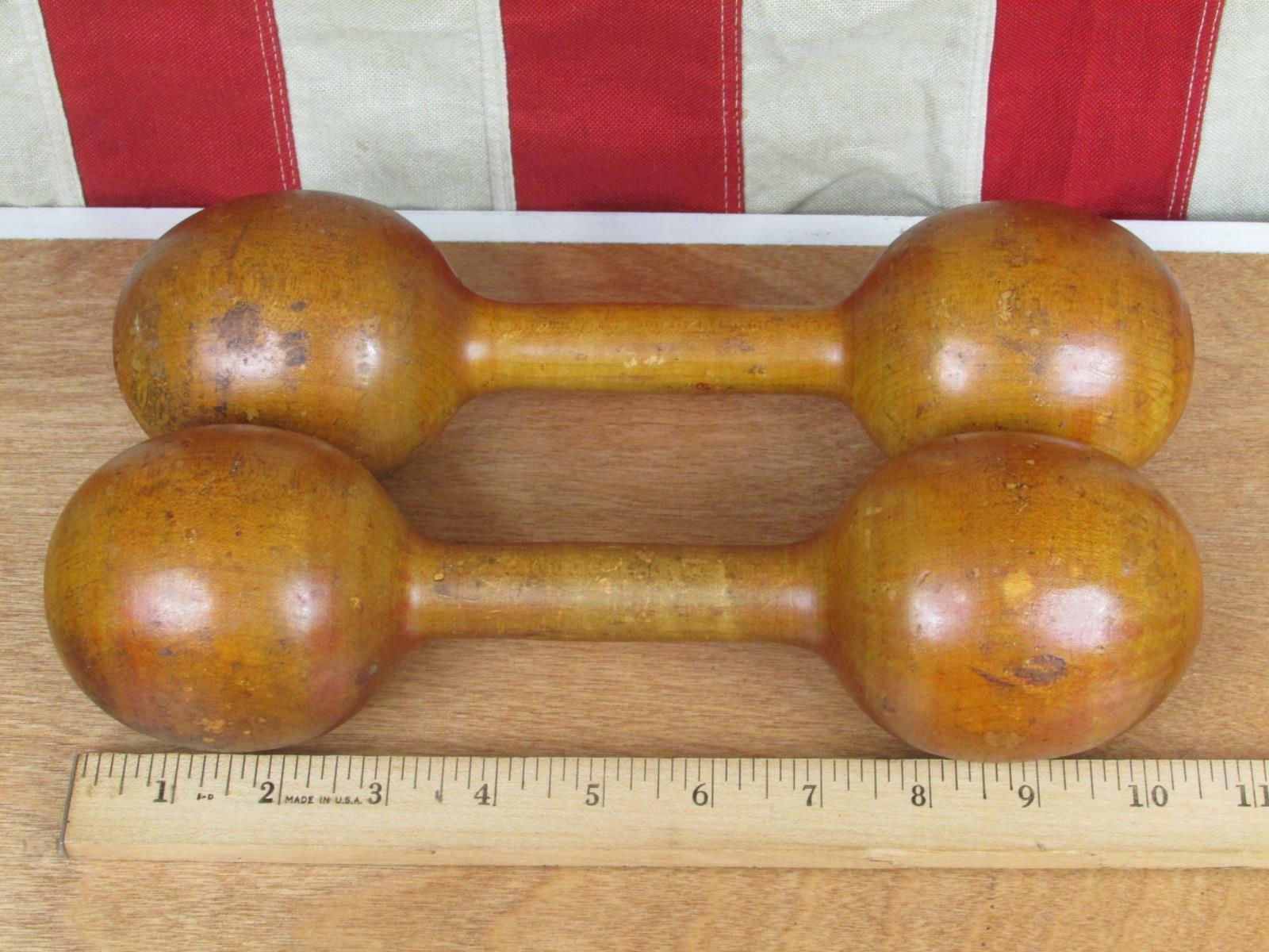 Vintage 1920s Spalding Wood Dumbells Hand Weights 1 Lb. Model A.W ...