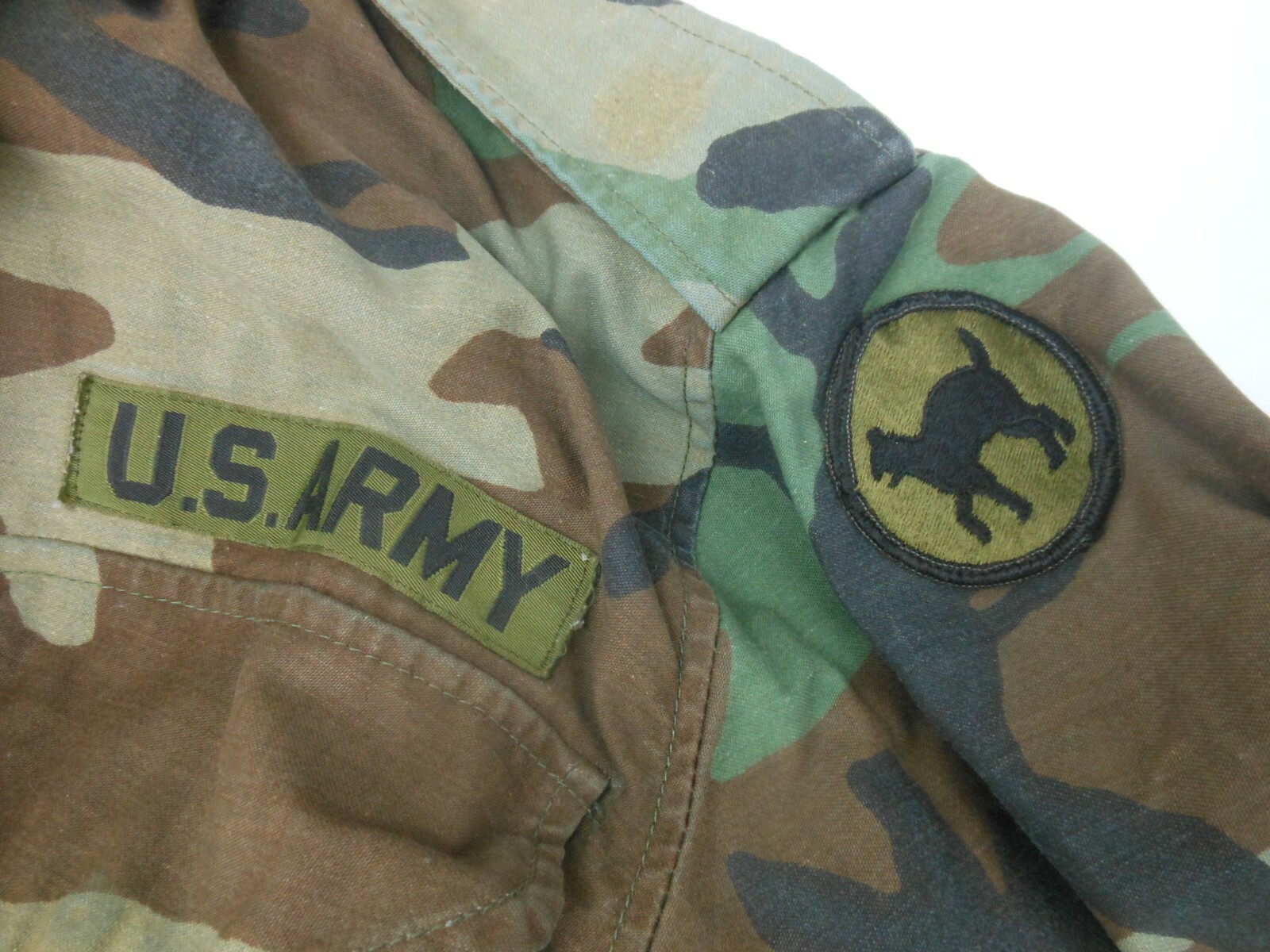 Army Camo Jacket w 5 Patches Mens US Military Winter Coat SM 81st Black ...