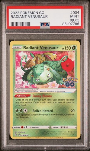 PSA 9 (OC) Radiant Venusaur 004/078 Pokemon Card Go 2022 LOW POP OFF ...