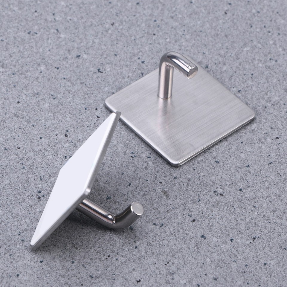 4 Pcs Stainless Steel Mirror Strong Adhesive Wall Hook Seamless Stick ...