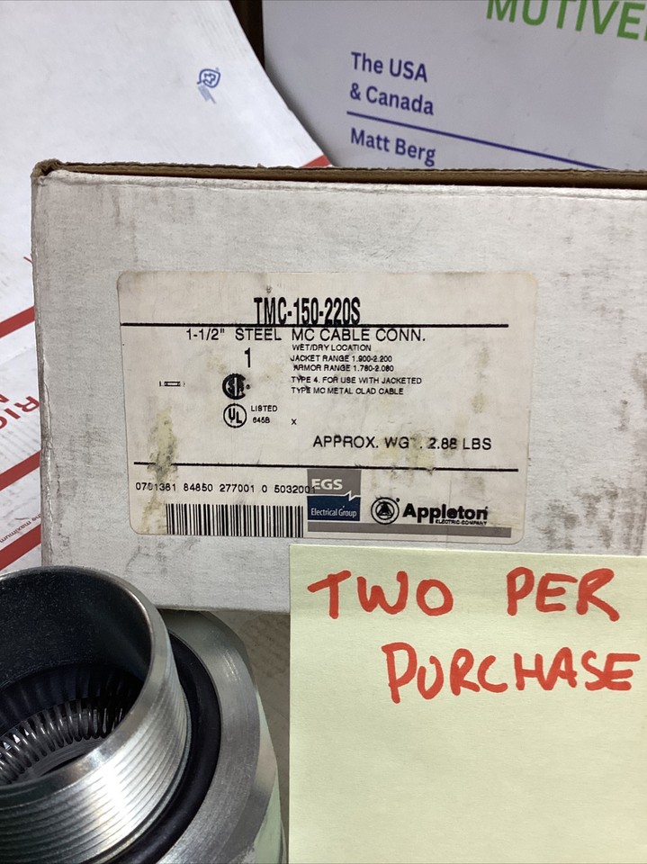 LOT of 2 NIB Appleton TMC-150-220SA 1.5" Aluminum Metal Clad MC Cable ...