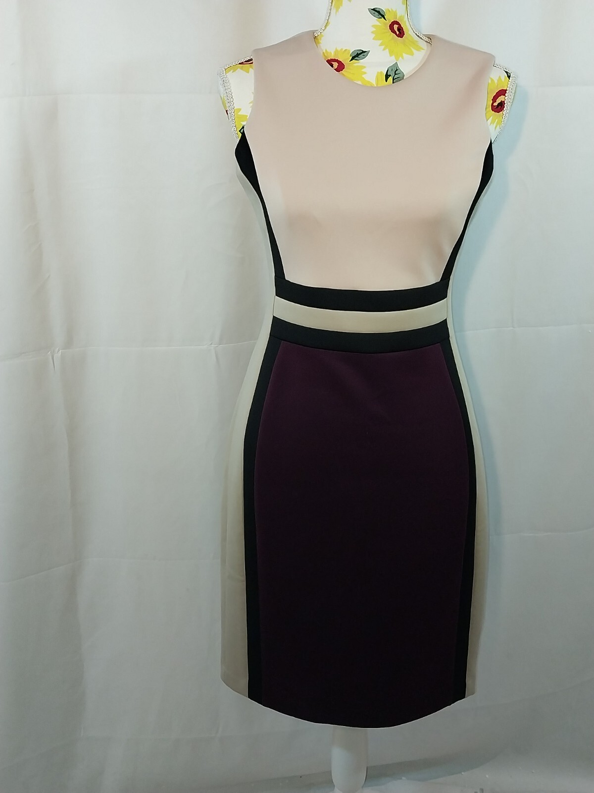 Calvin Klein Women's Dress Purple Tan Color Block Slimming 4 #161 | eBay