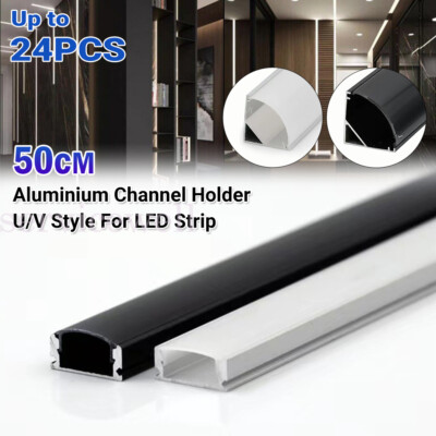 2/24x 0.5M Aluminium Channel Holder U/V Style For LED Strip Light Bar ...
