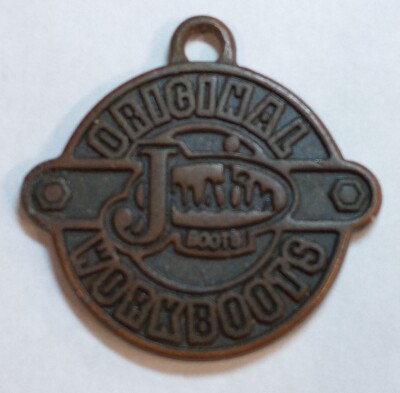 Original Justin Work Boots Thick Double Sided Keychain Fob/Pendant ...