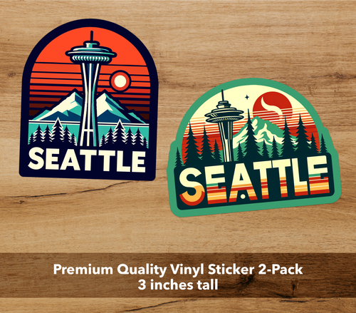 Seattle City Space Needle Mount Rainier Premium Vinyl Decal Sticker ...