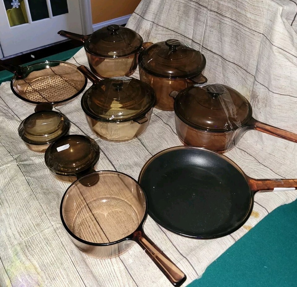 15 Piece Vision Ware Pyrex Corning Rangetop Cookware Dutch Pot Pan ...