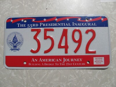 1997 WASHINGTON D.C. PRESIDENTIAL INAUGURAL LICENSE PLATE FREE SHIPPING ...