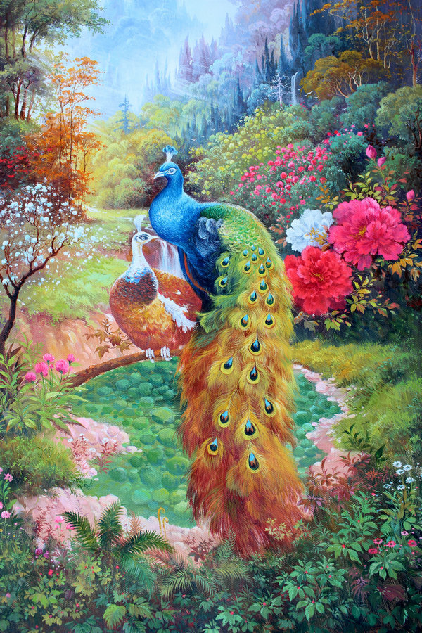 Peacock Oil Painting