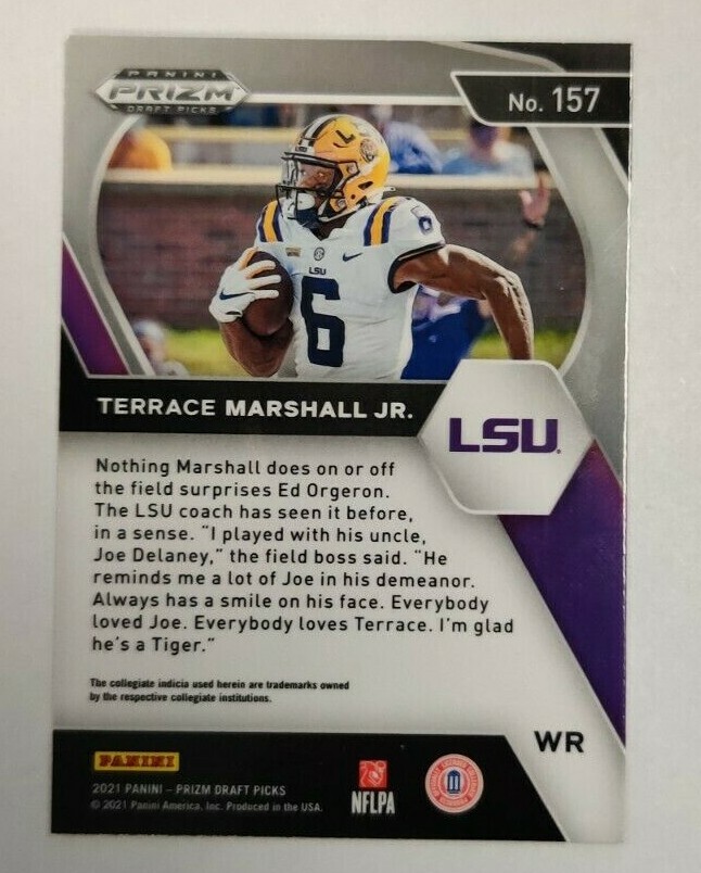 2021 Panini Prizm Draft Picks Terrance Marshall Jr. RC Rookie card LSU ...