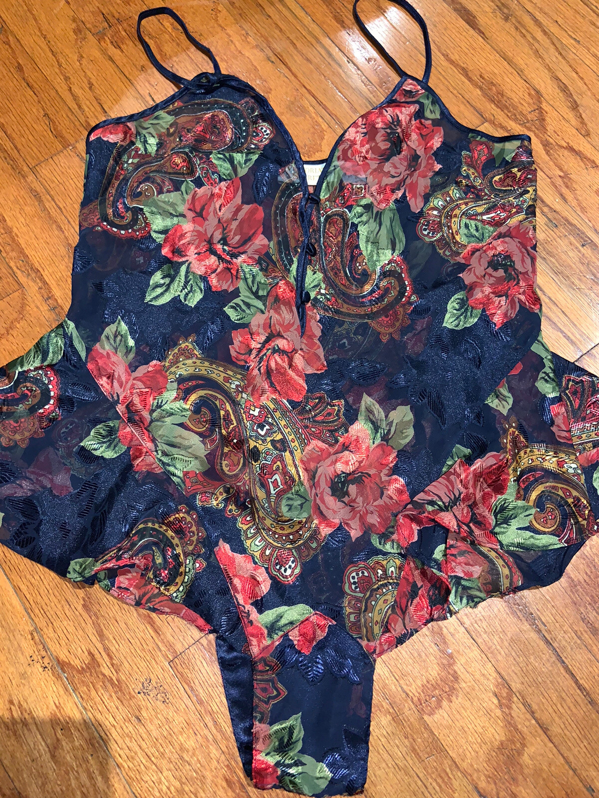 Vintage Victoria’s Secret Sheer Blue Floral Teddy Bod… - Gem