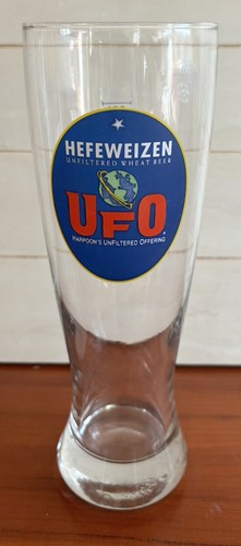 HARPOON BREWERY’S UFO Hefeweizen Wheat Beer Pint Glass Partly Cloudy 43 ...