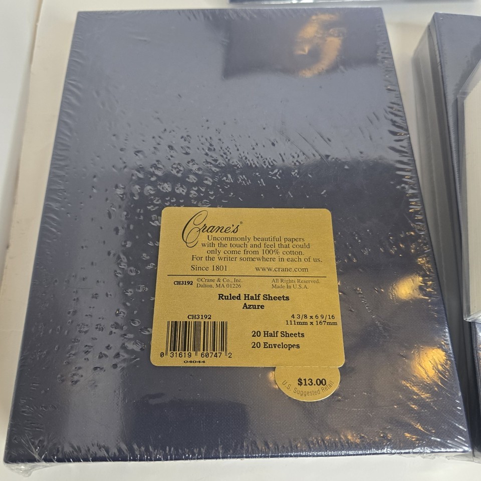 Crane's Paper Set Of 3 Azure Ruled Half Sheets W/ Envelopes + Extra ...