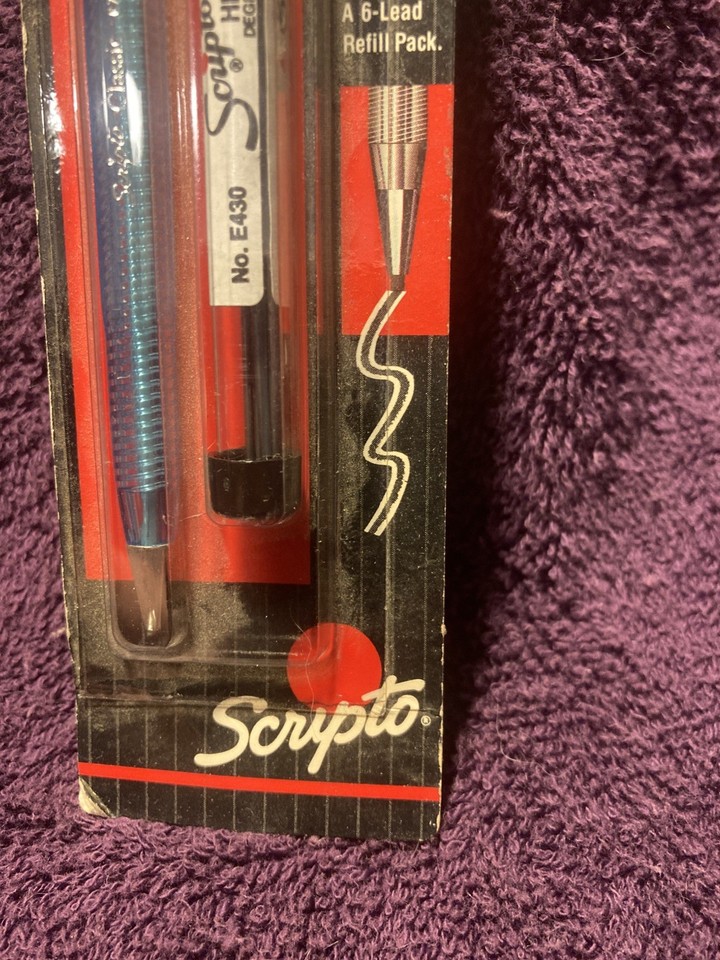Vintage 1991 blue Scripto mechanical pencil in original display package ...