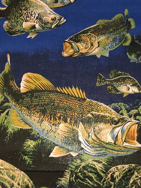 Lure of The Bass Fish Quilt & Pillow Panels Fabric 100 Cotton for sale ...