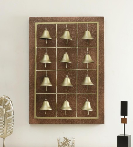 Wrought Iron Toran Bell Wall Decorative Sculpture Home Decor 22.5 x 32 ...