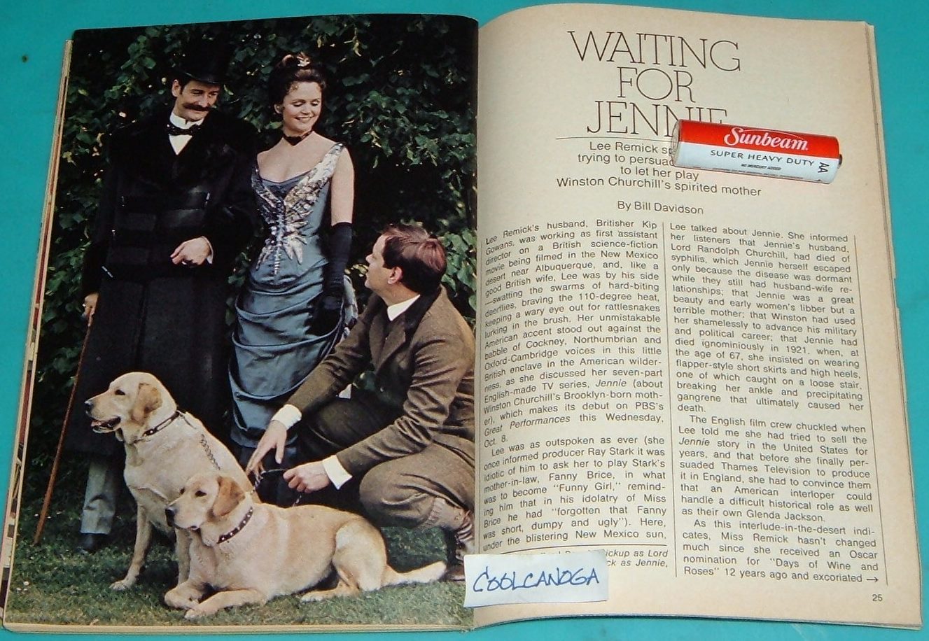TV ARTICLE/LEE REMICK/ENGLISH MADE SERIES JENNIE/RONALD PICKUP/WARREN ...