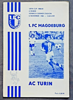 Orig. Programm 1.FC Magdeburg AC Turin Uefa 1980 Torino DDR Oberliga ...