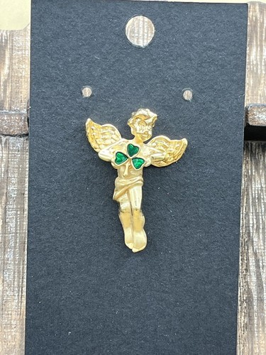Avon Shamrock/Clover Angel Gold Tone Pin/Brooch | eBay