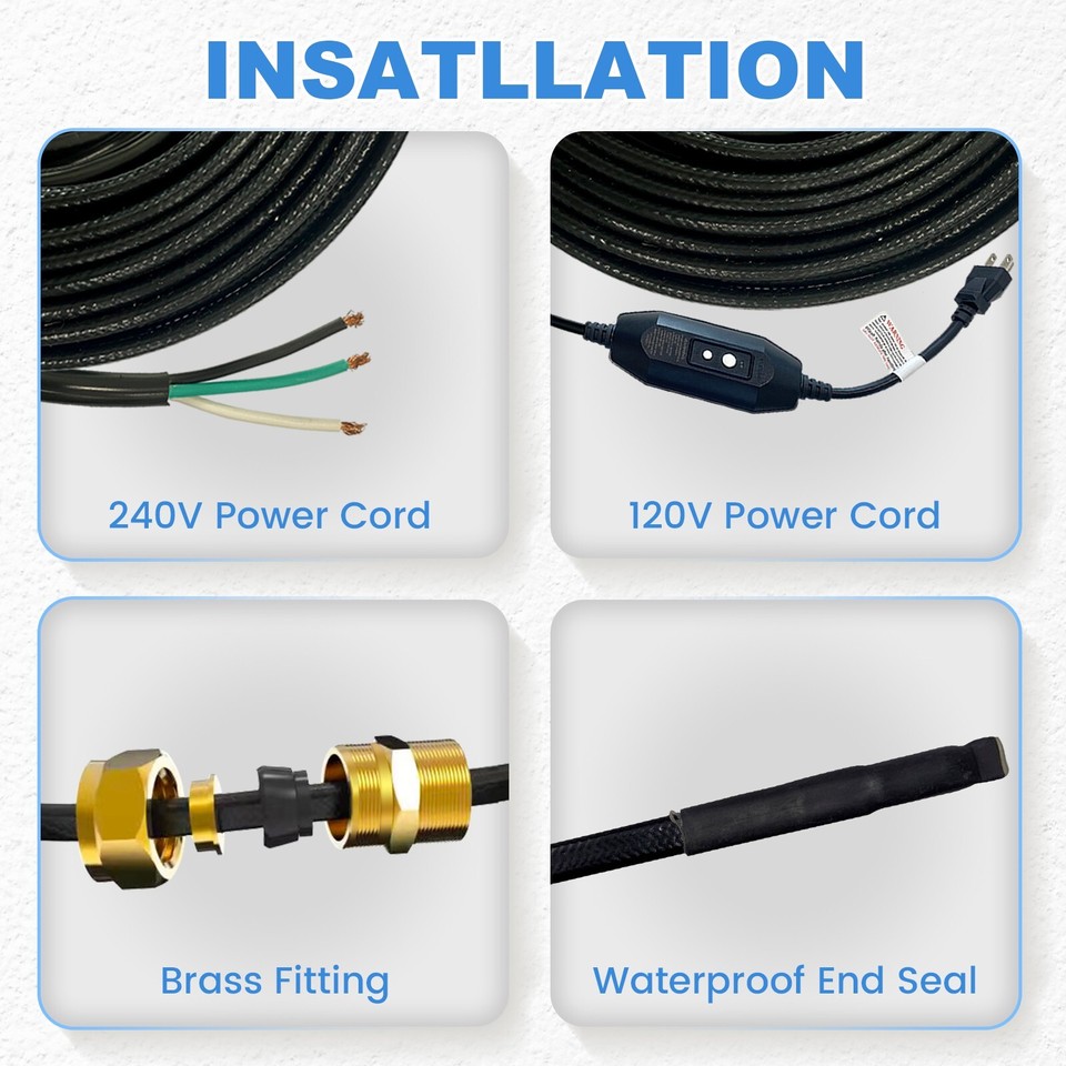 MAXKOSKO in Line Heating Cable Prevents Water Supply from Freezing 120V ...