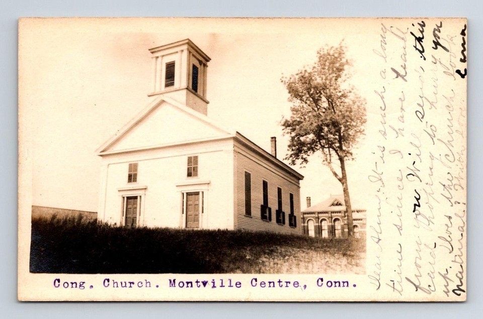 CT - MONTVILLE CENTRE CONNECTICUT UDB RPPC Postcard CONGREGATIONAL ...