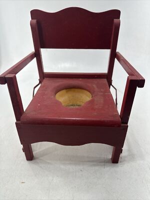 Vintage 1950 Wooden Antique Potty Training Chair Elevated Rustic Prop ...
