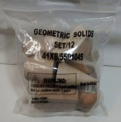 Wooden Set 12 Geometric Solids NIB Montessori mystery bag Sphere ...
