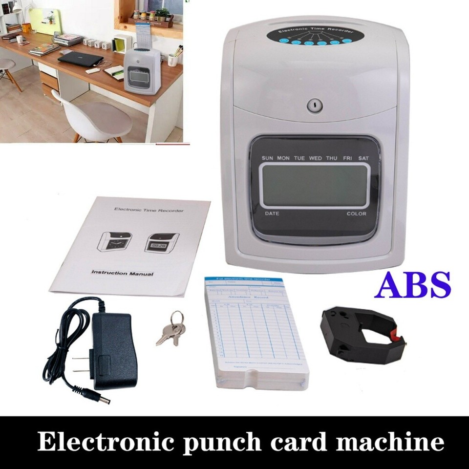 Employee Attendance LCD display Punch Time Clock Payroll Recorder W ...