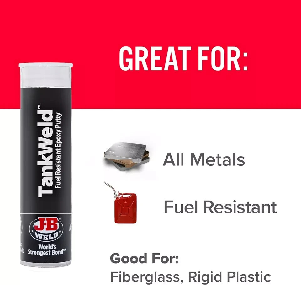 J B Weld 8217 TankWeld Gas Tank Repair Epoxy Putty 1 oz Dark Grey Fuel ...