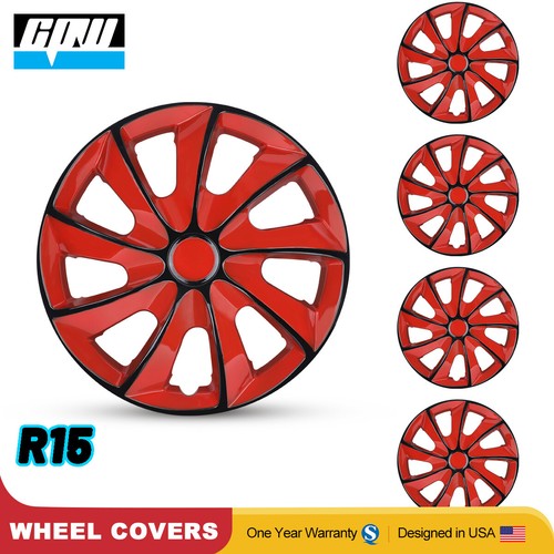 15" 4Pc Red Wheel Covers Hubcaps Snap On Full Hub Caps Fit R15 Tire ...
