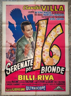 SERENATE PER 16 BIONDE Claudio Villa MANIFESTO BALLESTER ART POSTER 2F ...