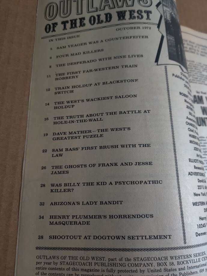 Outlaws of The Old West OCT 1972 GD Jesse Frank James Billy The Kid ...