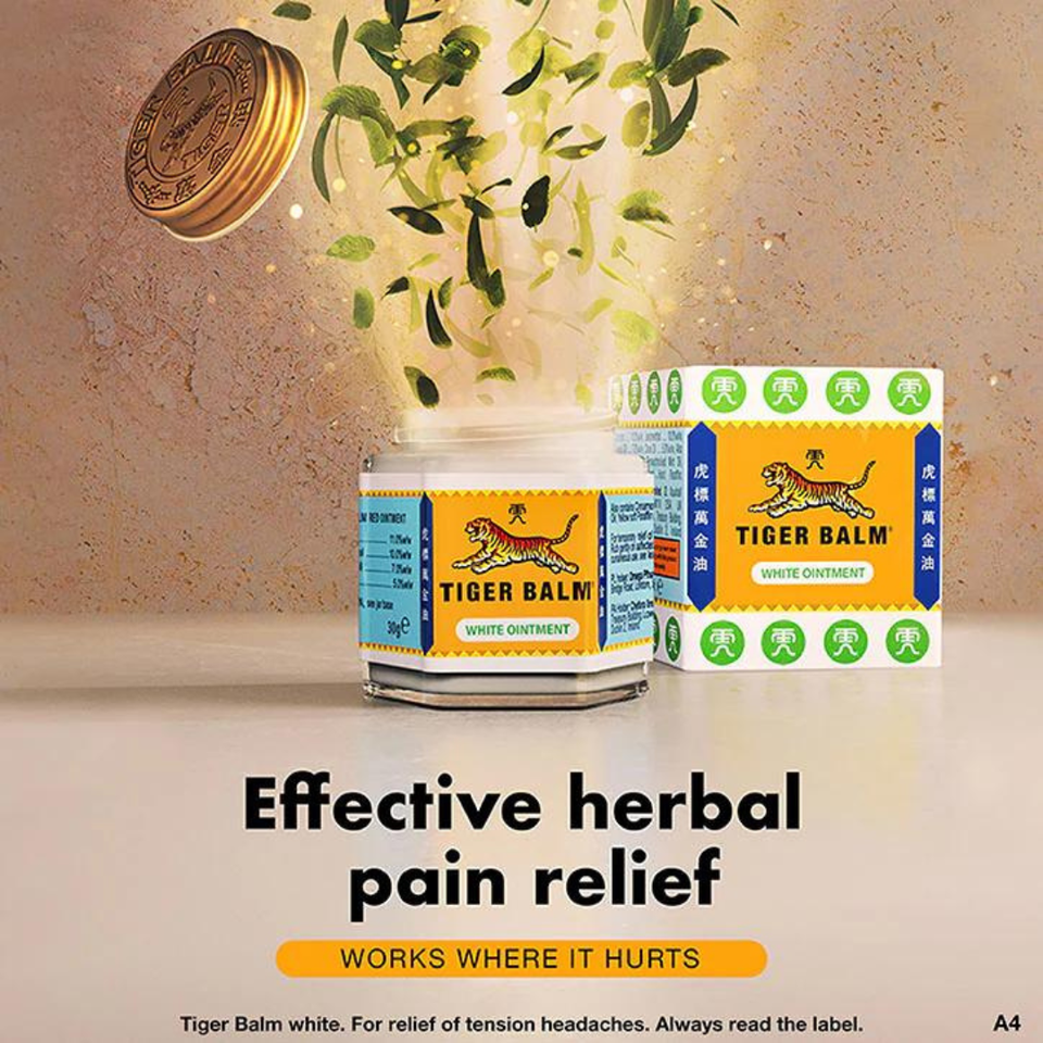 24 X Tiger Balm White Ointment 30g for Headache, Muscle Pain Relief ...
