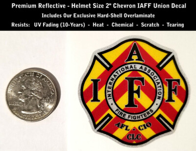 REFLECTIVE IAFF Firefighter Helmet 2" Chevron Decal Sticker Laminated ...