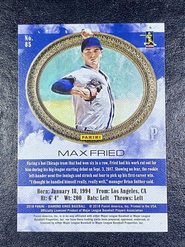 2018 DIAMOND KINGS MAX FRIED Rookie card #85 Atlanta Braves 1.00 ...