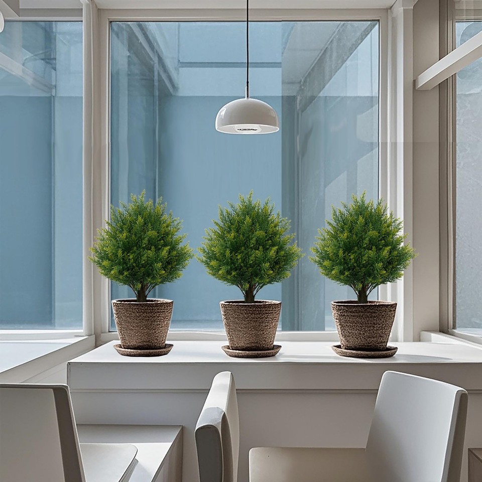 Artificial Topiary Ball Tree 19''T Faux Little Bush Ball Tree UV ...