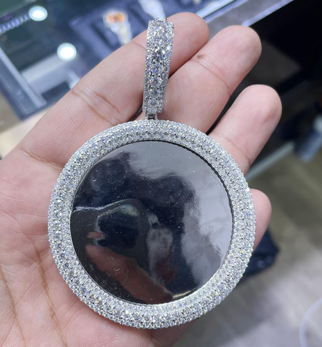 2Ct Natural Moissanite Hip Hop Custom Memory Photo Pendant 14K White ...