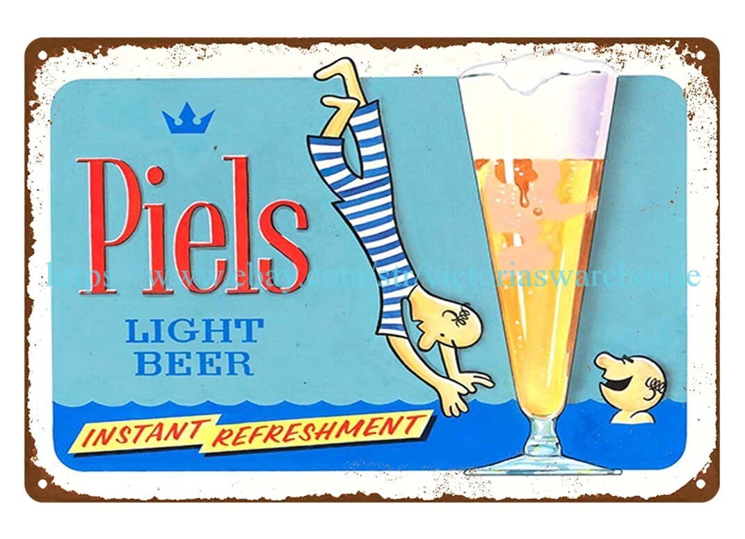reproduction wall decor PIELS LIGHT BEER BERT and HARRY metal tin sign ...