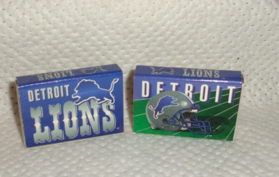 DETROIT LIONS--2 BOXES STRIPES WITH MATCHES--NEW NEVER USED--SIZE 2 X 2 ...