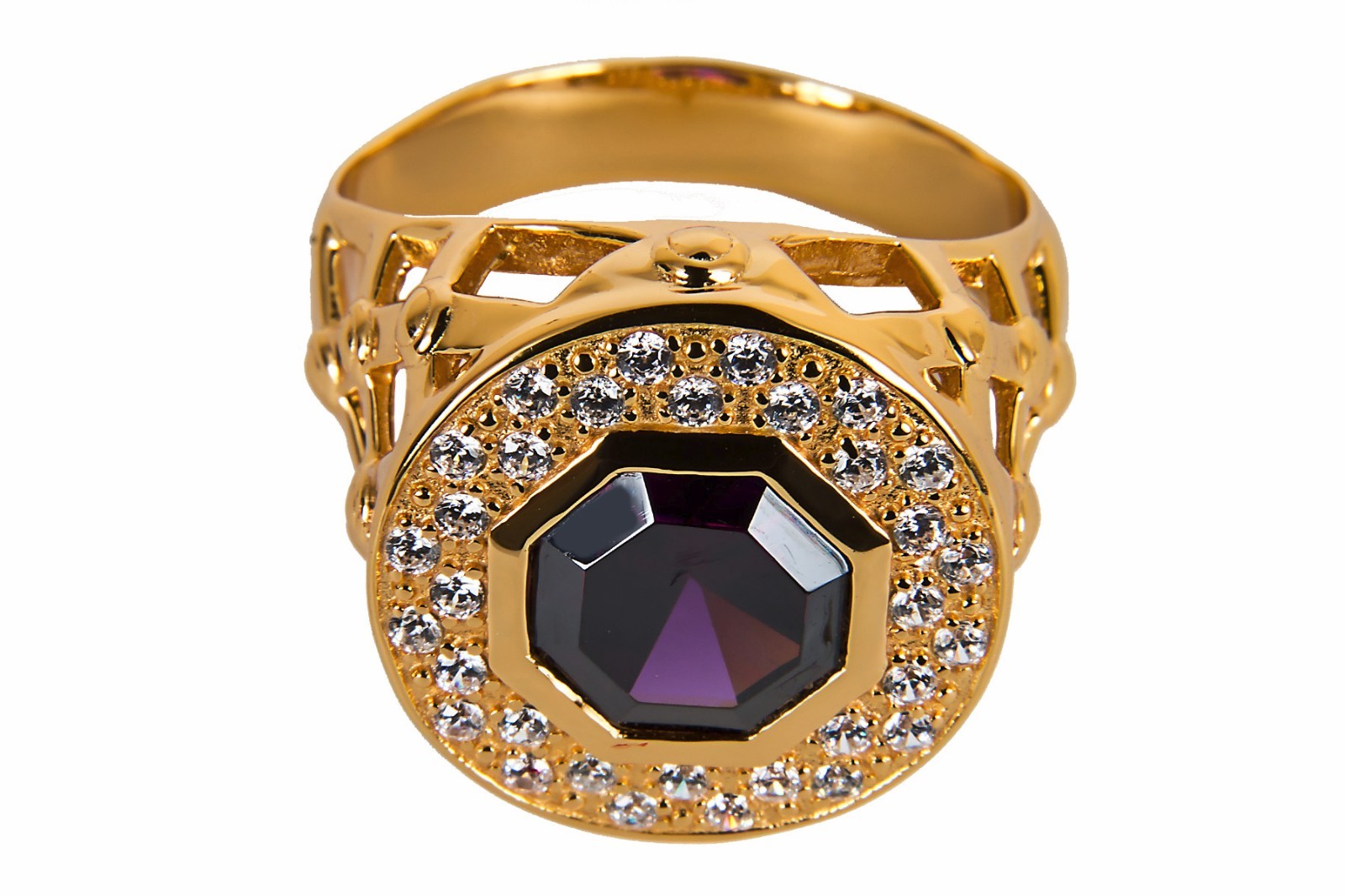 New Mens CLERGY BISHOP RING (Subs690G-P), Purple Stone, Yellow Gold ...