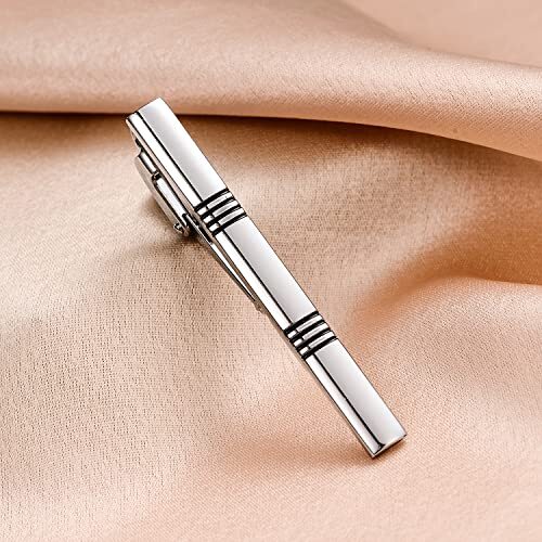 Tie Pins for Men Silver Black 3 Pcs Tie Clip Set 1.8'' 2 Inch Business ...