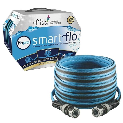 Flo Pro Fitt Force 20m Smart Flo Garden Hose Set Kink-Resistant Flat ...