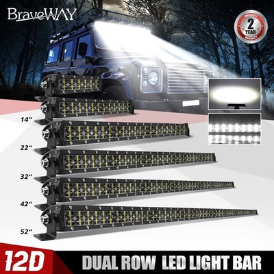 8 14 22 32 42 52" LED Light Bar Spot Flood Combo Fog Driving Truck ...