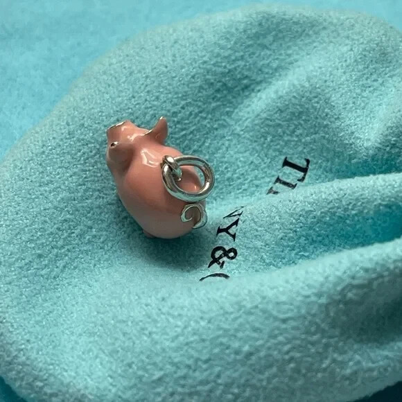 Tiffany & Co. Silver Pink Enamel Pig Charm RARE | eBay