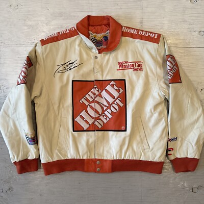 VTG 90s NASCAR Jeff Hamilton Tony Stewart Home Depot Racing Leather ...