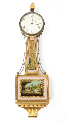 19th Century Gold Gilded Banjo Clock with Reverse Painted Tablets | eBay