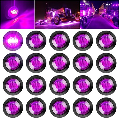 20pcs Purple 3/4" Round LED Car Side Marker Clearance Indicators Signal ...
