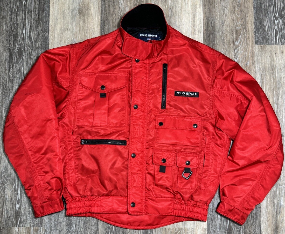 Vintage Polo Sport Ralph Lauren Red Bomber Utility Ja… - Gem